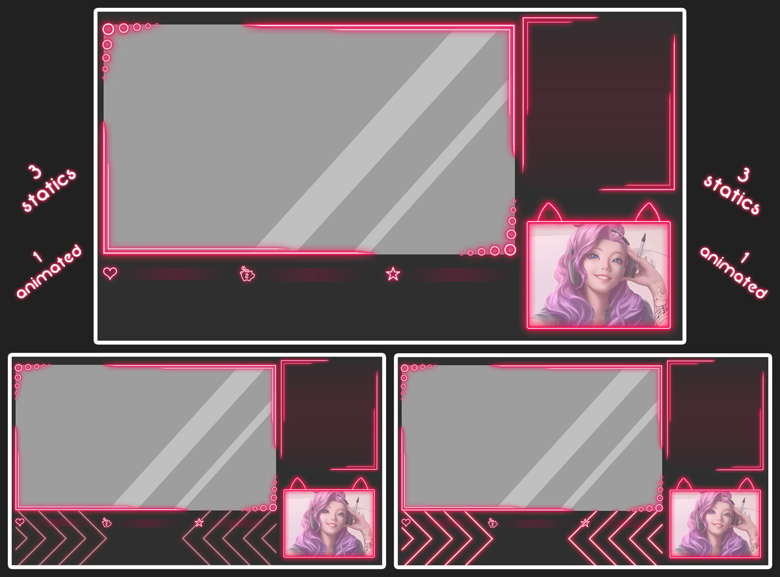 Stream Overlay Package Animated Pink Neon - Etsy