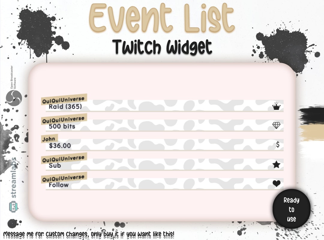 Cute Cow Beige Event List for Stream - Twitch - Etsy