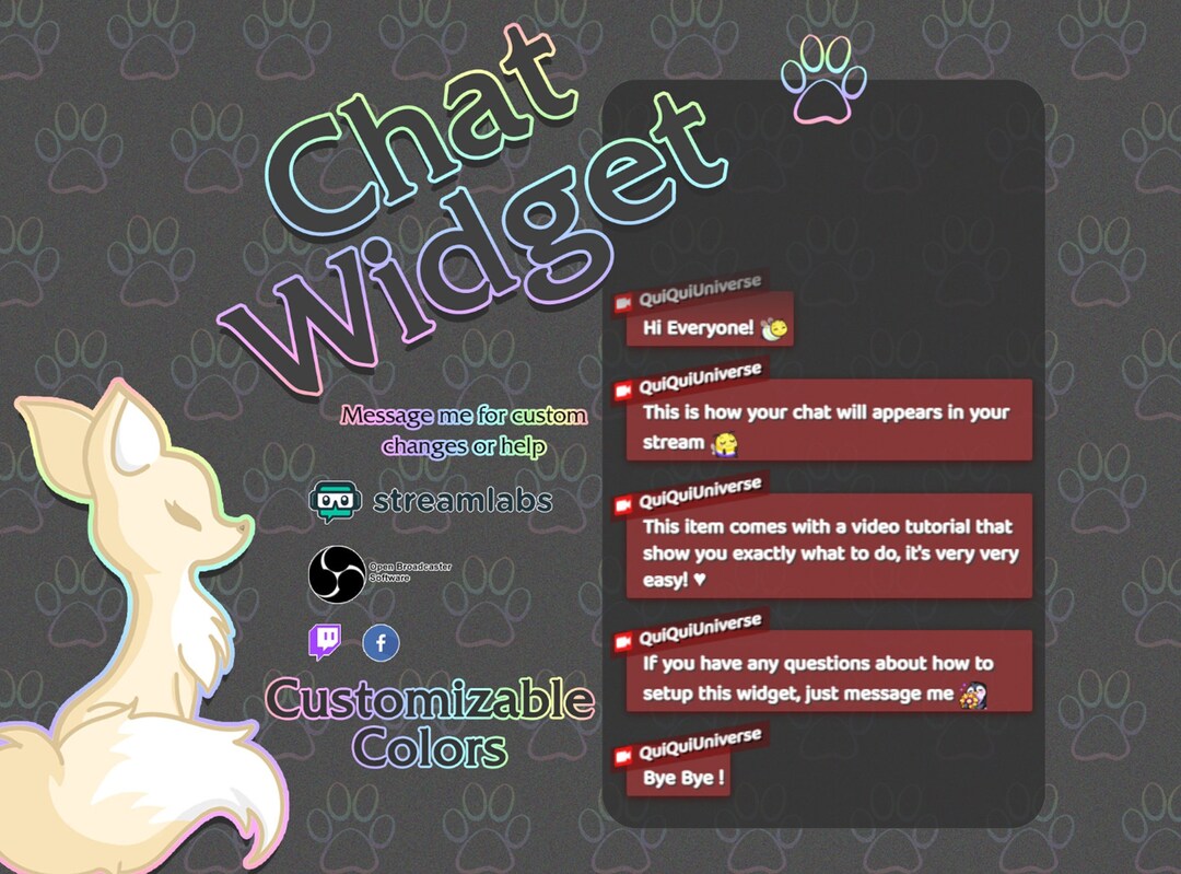 Inclined Chat Box for Stream Customizable Colors Twitch, Facebookgg - Etsy