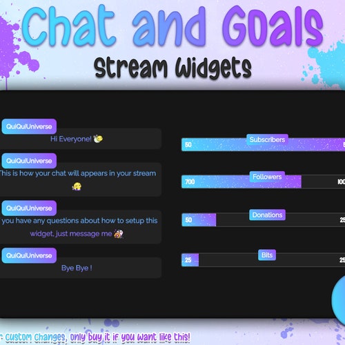 Purple White Rounded Chat and Goals for Stream Twitch - Etsy