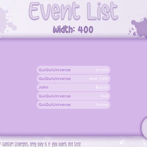 Transparent Purple Gradient Event List for Stream Twitch and Facebook ...
