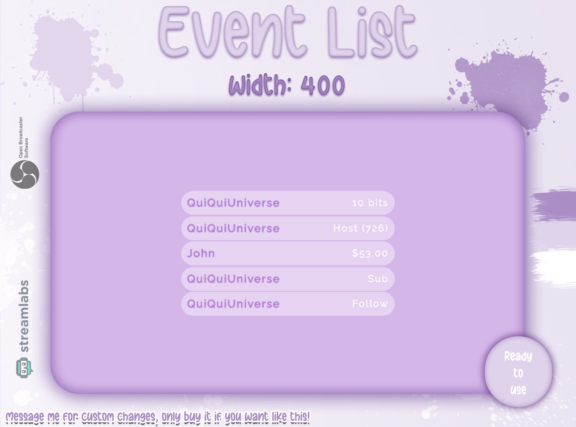 Transparent Purple Gradient Event List for Stream Twitch and - Etsy