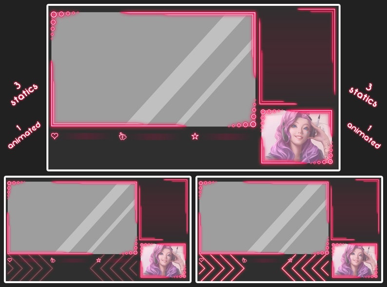 Stream Overlay Package Animated Pink Neon - Etsy