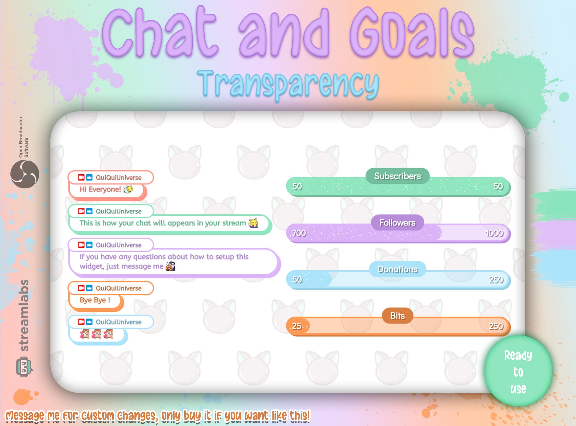 5 Colors Rounded Bubble Chat and Goals for Stream Twitch | Etsy