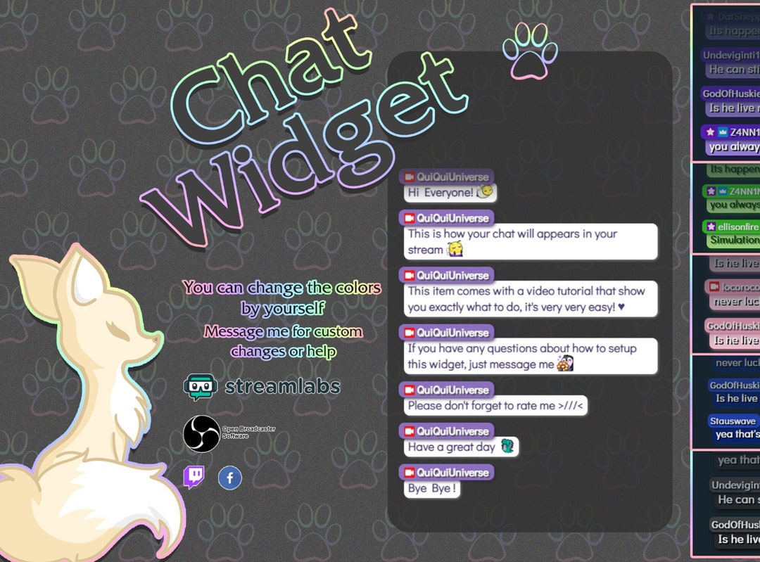 Customizable Chat Box Rounded Rectangle Widget for Stream Color ...