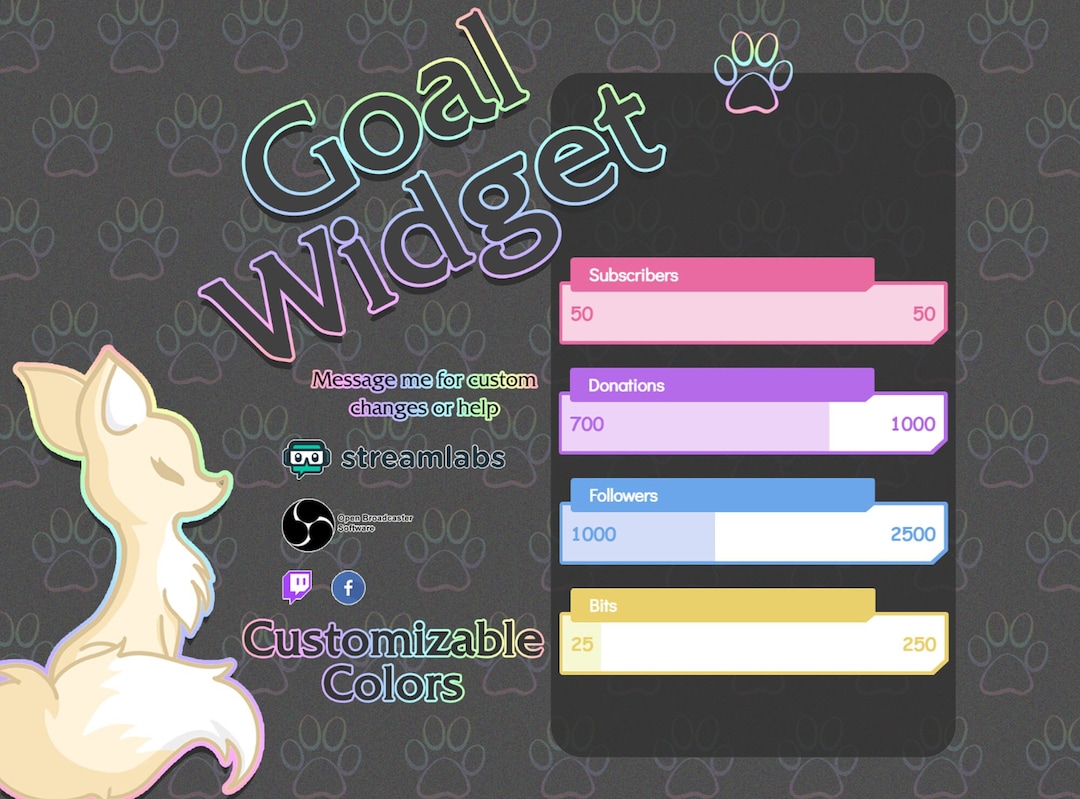 Customizable Goals for Stream - Twitch, Facebookgg, Youtube - Etsy