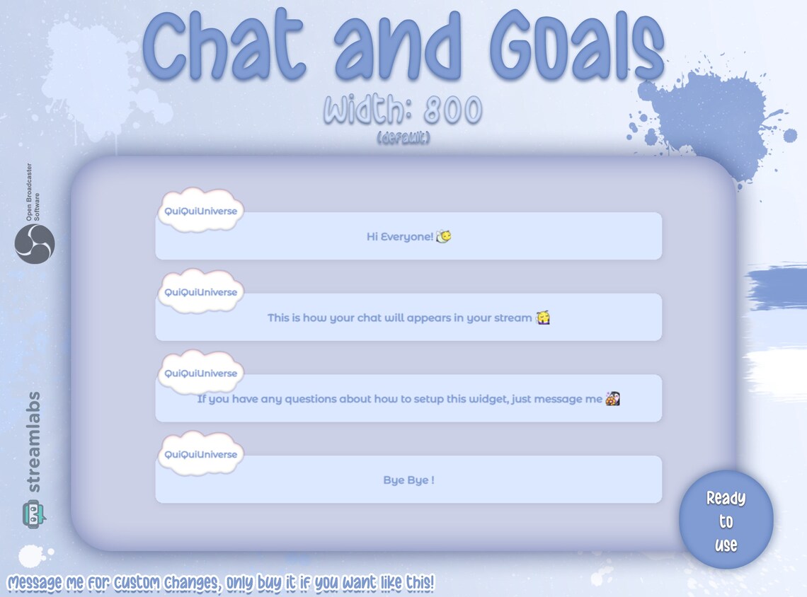Cute Blue Clouds Chat and Goals for Stream Twitch - Etsy