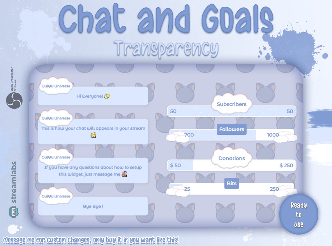 Blue Clouds Stream Chat and Goals – Streamlabs OBS Widget - Etsy