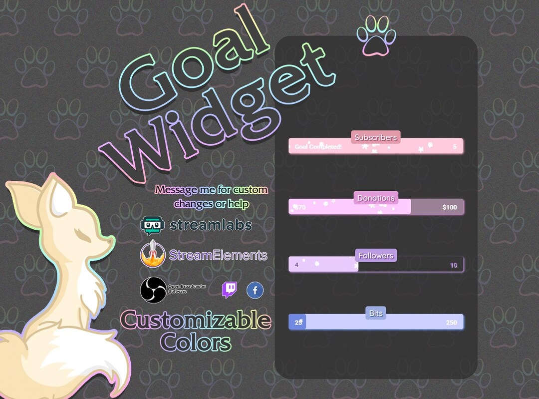 Customizable Stream Goals Widget - Streamlabs & Streamelements - Etsy