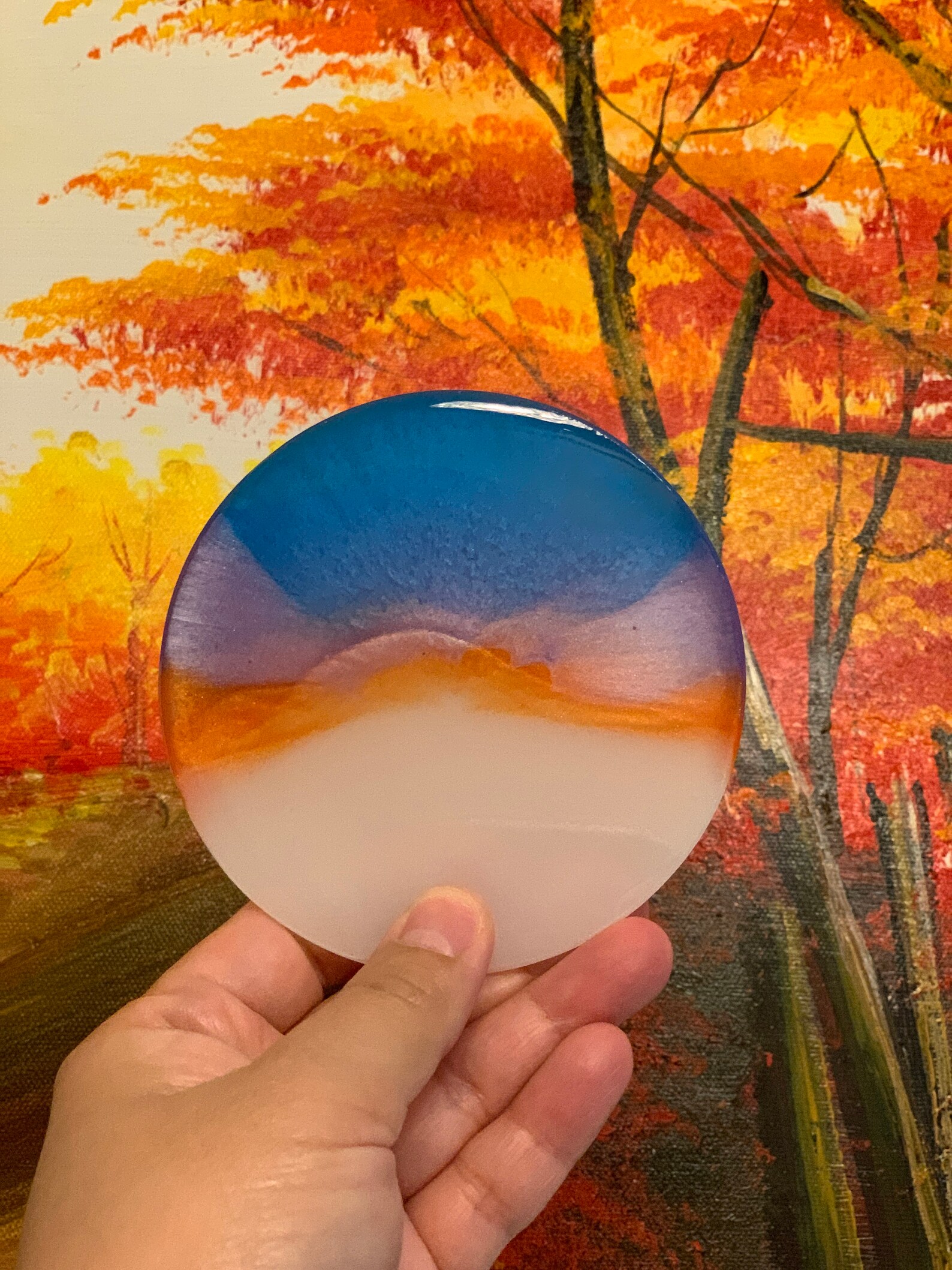 Sunset theme coaster materials: resin and mica powder | Etsy