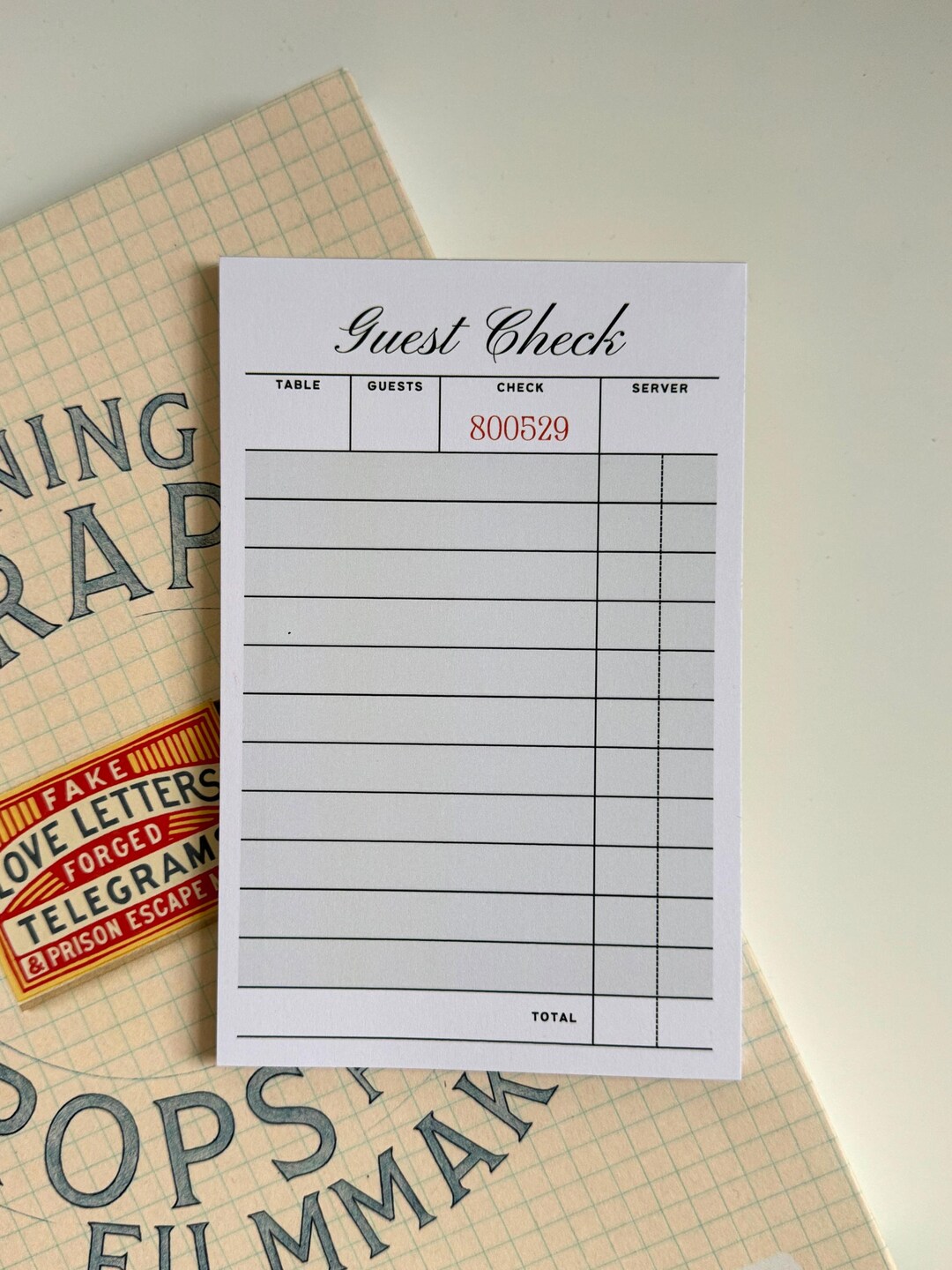 White 4x6 Inch Guest Check Notepad | Vintage-inspired Stationary ...