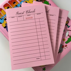 Three Pack | Pink 4x6 Inch Guest Check Notepad | Vintage-inspired ...