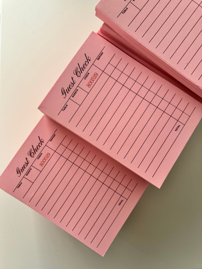 Three Pack | Pink 4x6 Inch Guest Check Notepad | Vintage-inspired ...