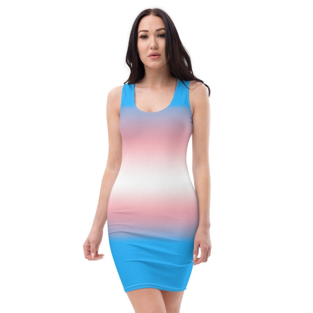 Transgender Gradient Dress XS XL Sleeveless Transgender Flag ...
