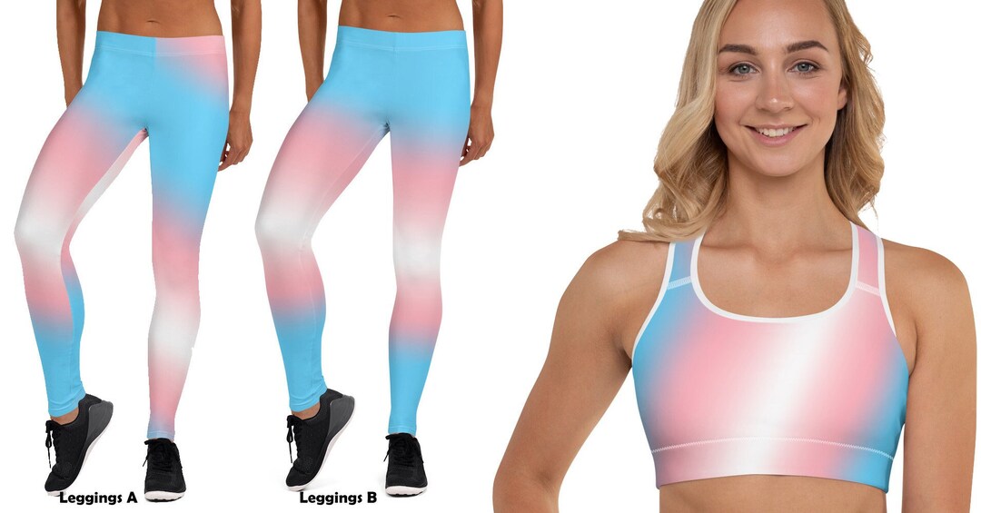 Transgender Pride Leggings and Padded Sports Bra Outfit - Etsy