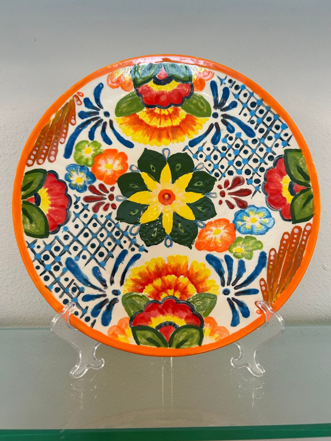 Hand Drawn and Painted Decorative Mexican Style Ceramic Plate - Etsy