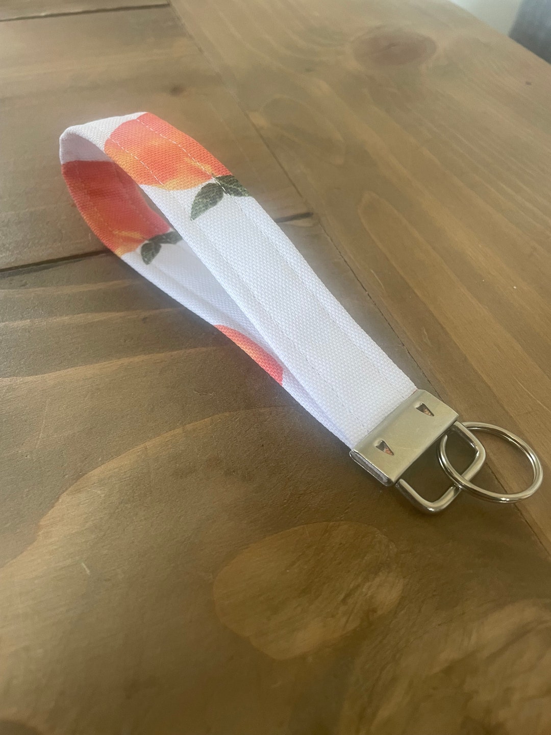 Peach Wristlet Keychain, Key Fob, Summer Wristlet, Cute Keychain ...