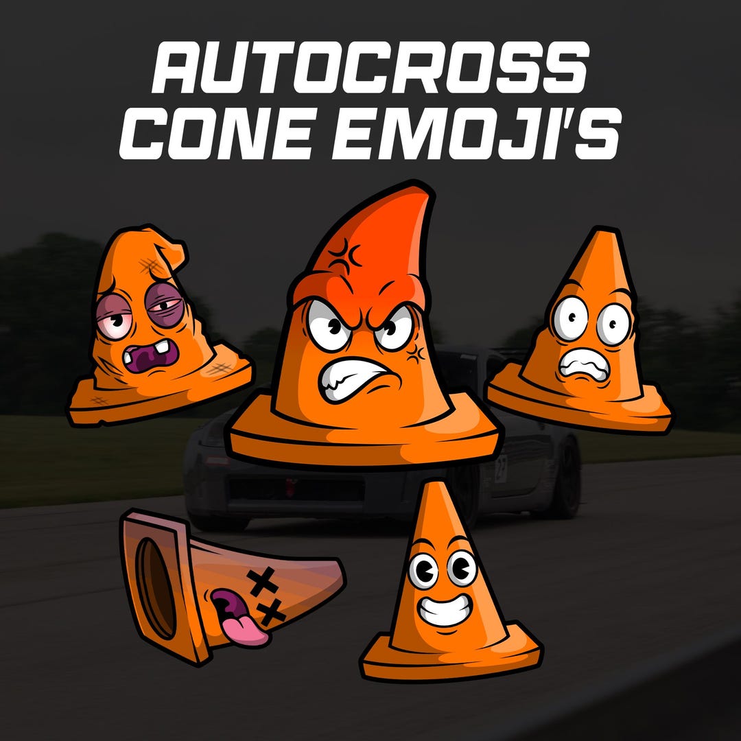 Autocross Cone Emoji Stickers - Happy, Sad, Hurt, Dead, Scared Faces ...