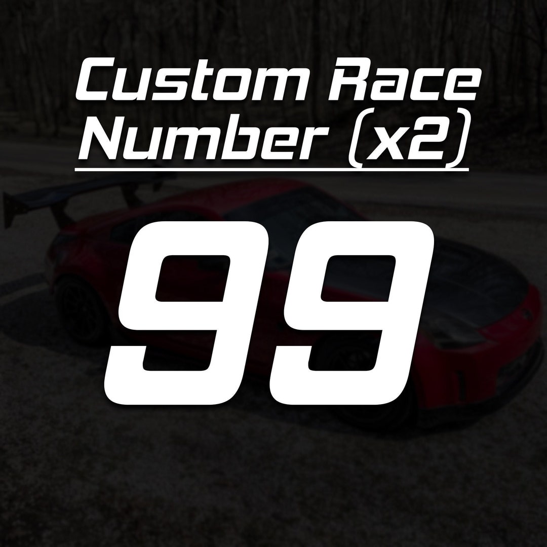 Custom Race Numbers Vinyl Decal (x2) | Car Window Banner Personalized ...