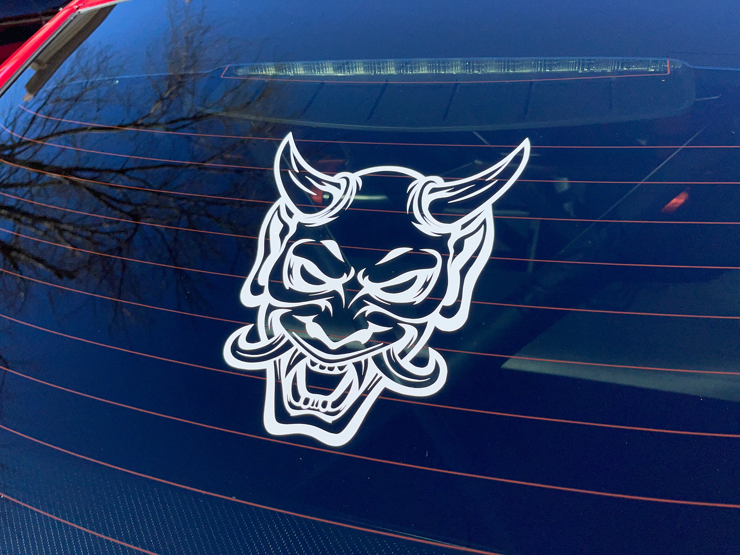 JDM Oni Demon Mask Vinyl Decal | Japanese Text Banner Exhaust Ninja ...