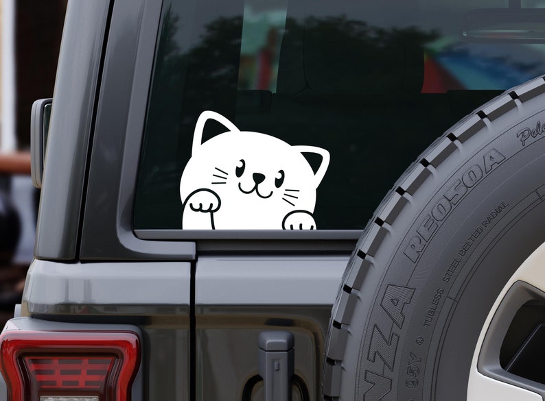 Cute Cat Peeking Vinyl Decal | Car Window Peek JDM Drift Sticker - Etsy