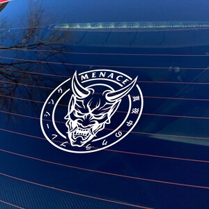 MENACE JDM Oni Mask Vinyl Decal | Japanese Text Banner Exhaust Ninja ...