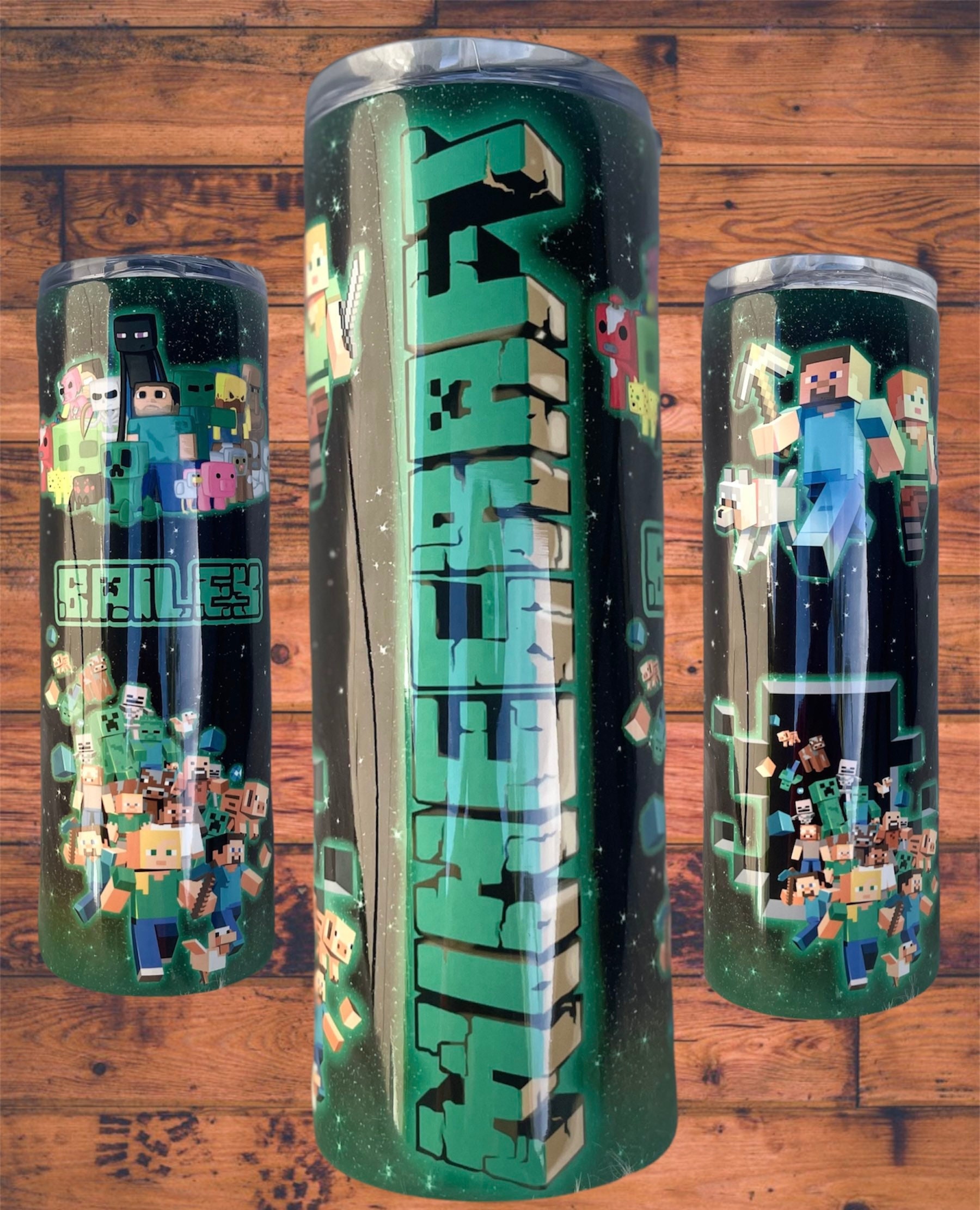 Minecraft Skinny Tumbler 20 Oz Sublimated Minecraft Tumbler Minecraft ...