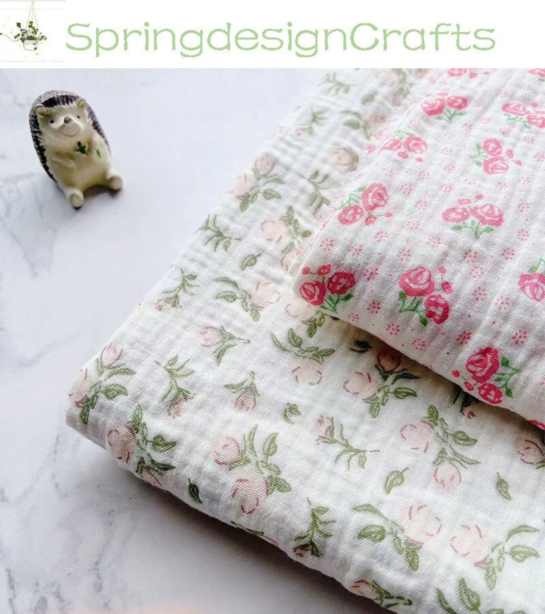 Flower Gauze Fabric, Floral Printed Double 100% Cotton Gauze Fabric ...