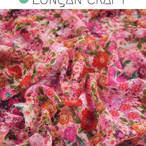 Flower Chiffon Fabric, Coloful Watercolor Flowers Georgette Chiffon ...