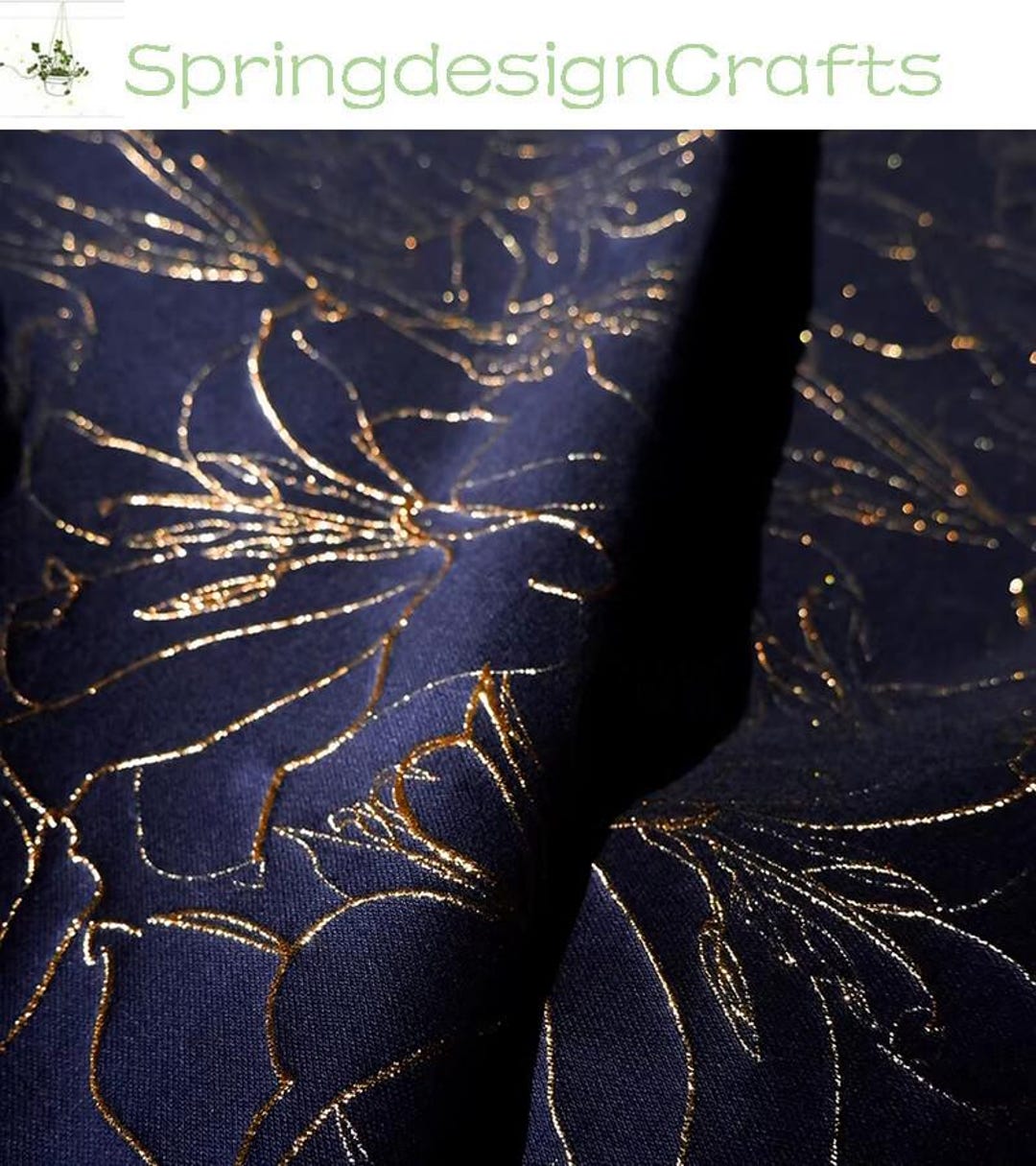 Floral Gold Thread Jacquard Fabric: 3D Textured Sewing Craft Fabric ...