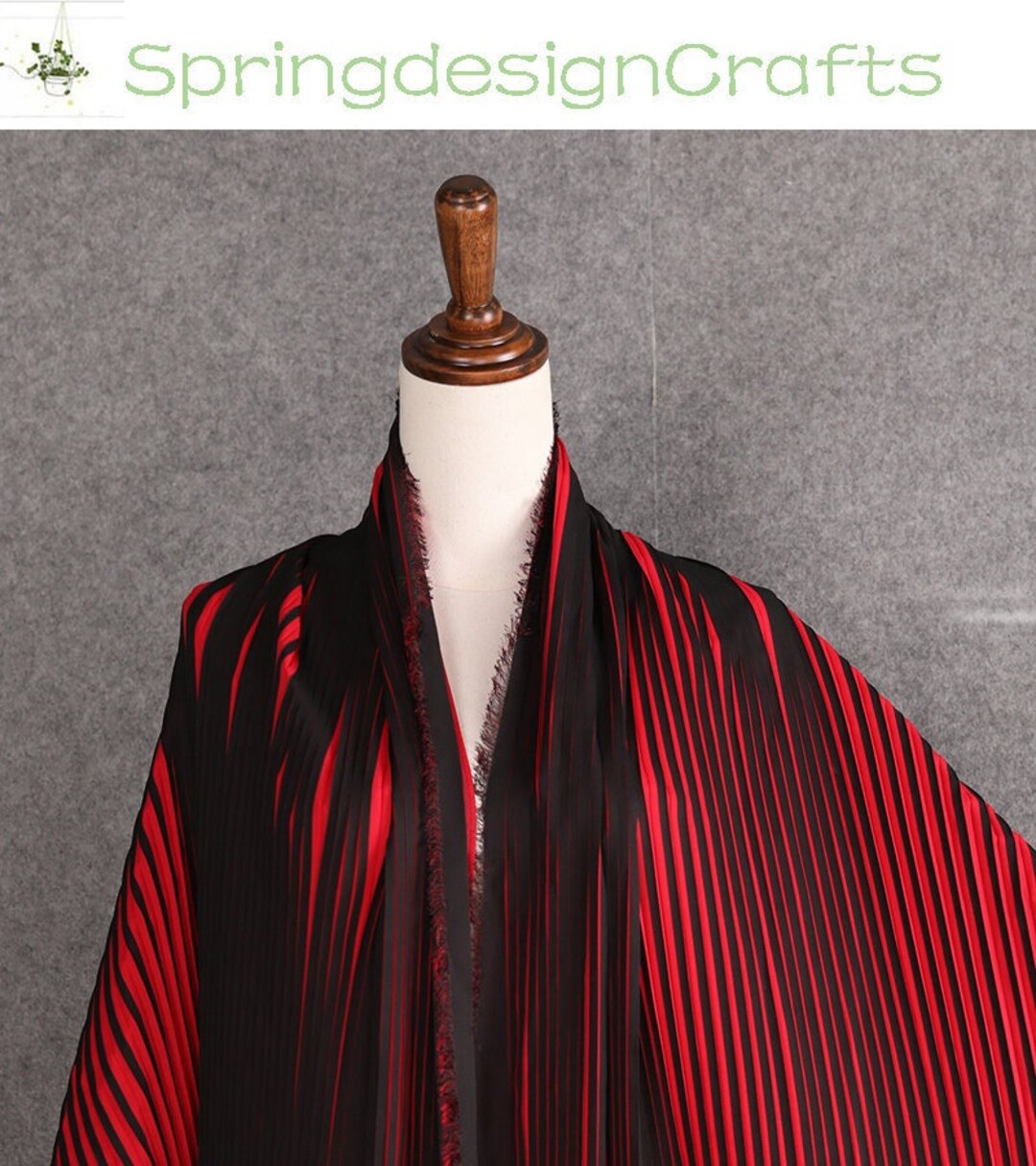 Pleated Fabric by the Yard, Black Red Pleated Fabric, Dresses Fabric ...