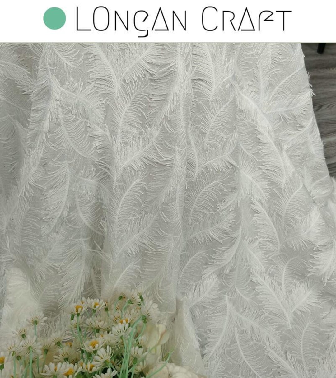 Feather Fabric, 3D White Cotton Embroidery Fabric, Dresses Blouse Shirt ...