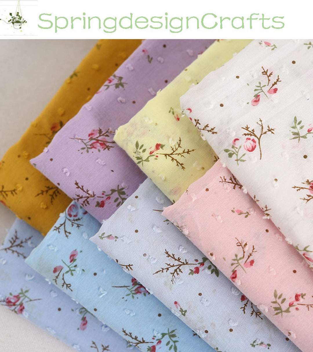 Swiss Dot Cotton Fabric: Floral Print, Sewing Material by the Yard - Etsy
