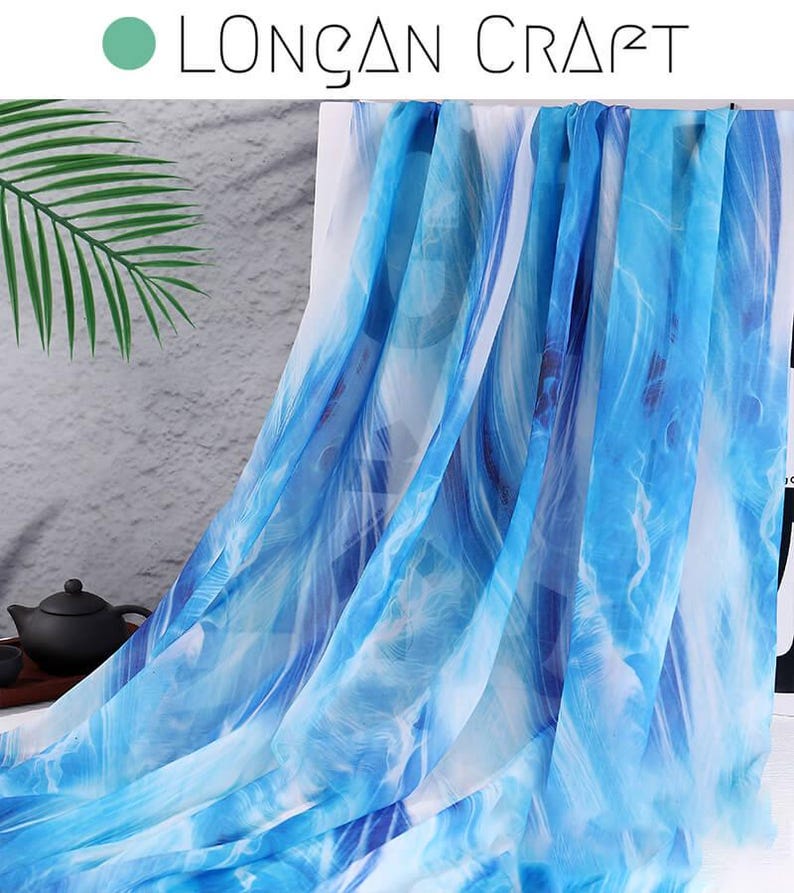 Ink Printed Chiffon Fabric: Gradient Sheer Dress Material, DIY Sewing ...