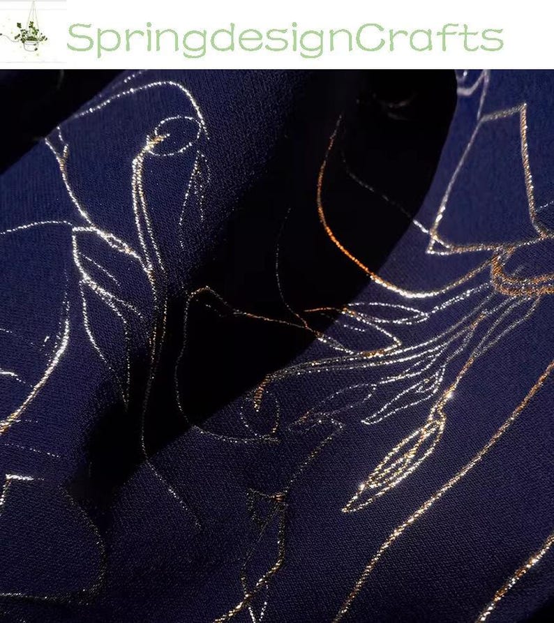 Floral Gold Thread Jacquard Fabric: 3D Textured Sewing Craft Fabric ...
