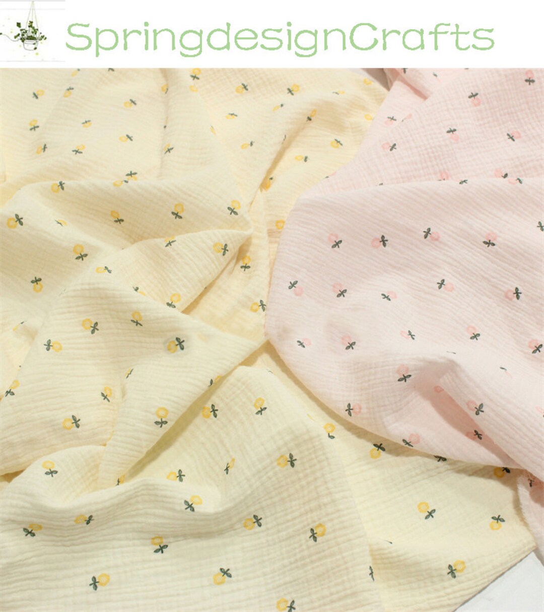 Floral Gauze Fabric, Print Flower Double Cotton Gauze Fabric, by the ...