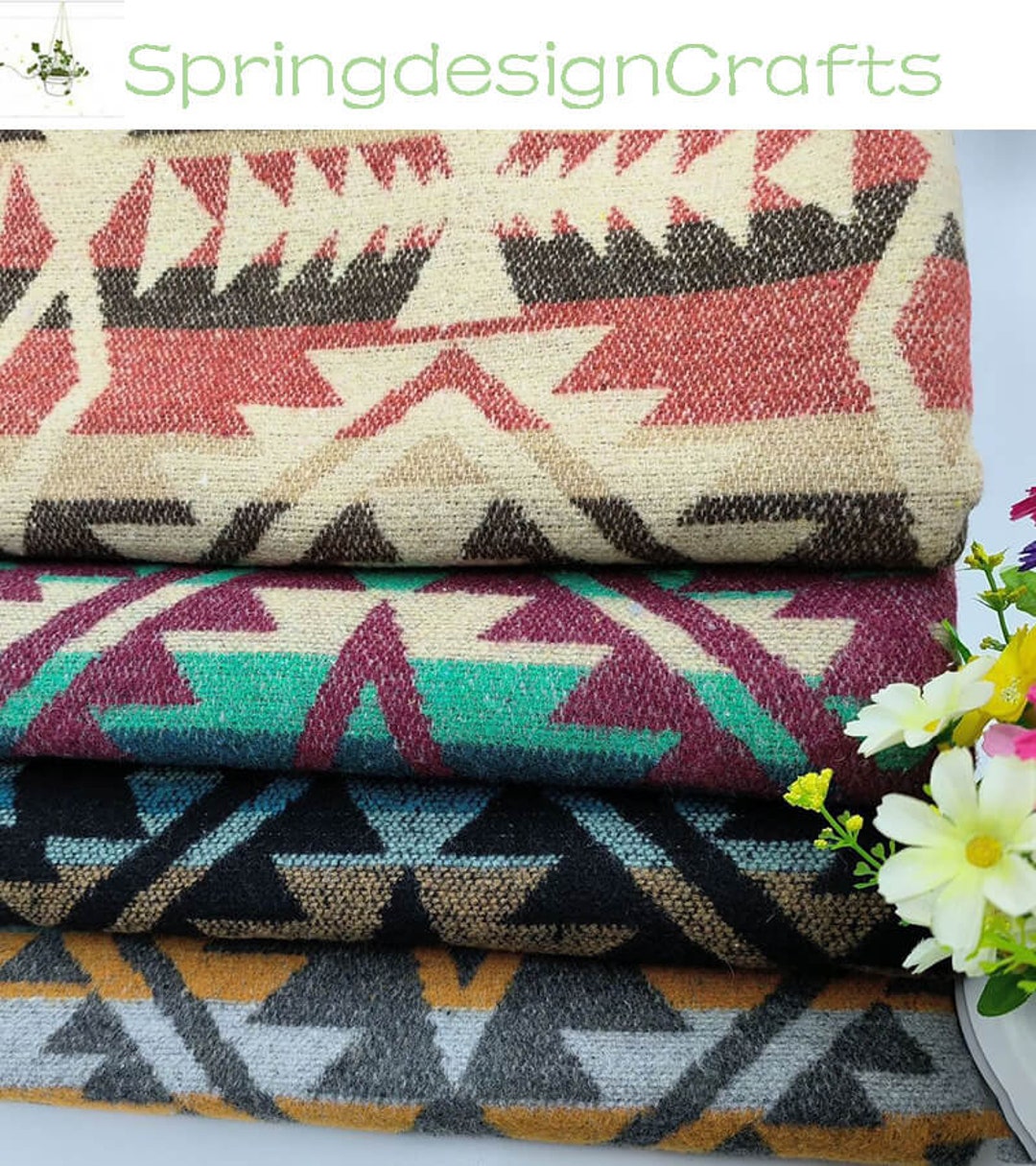 Western Fabric by the Yard, Multicolor Geometry Jacquard Tweed Fabric ...