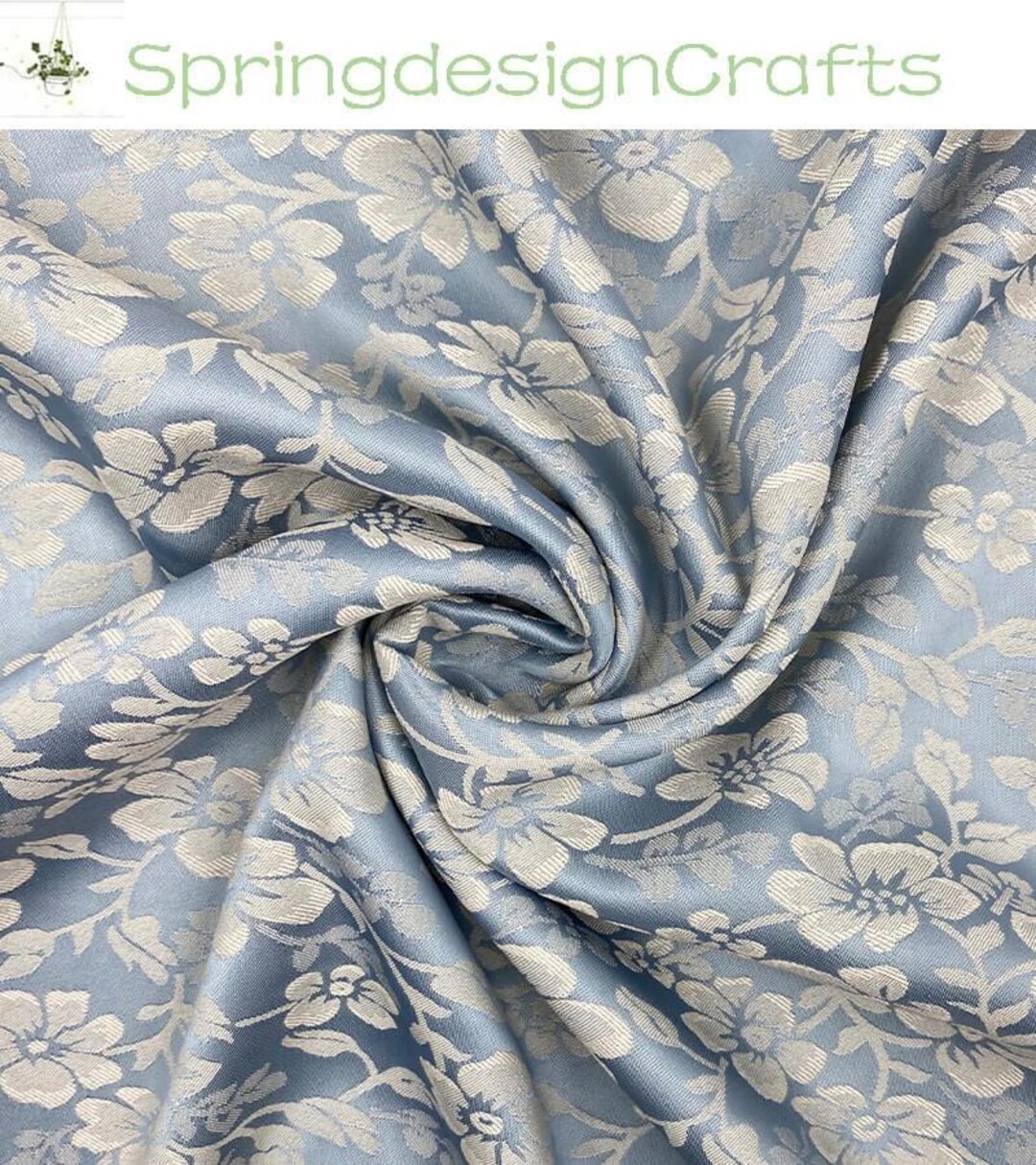 Floral Jacquard Satin Fabric: DIY Dresses Sewing Craft Material, Sofa ...