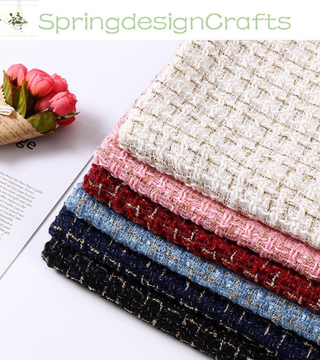 Colorful Glitter Tweed Fabric by the Yard: Polyester DIY Material ...