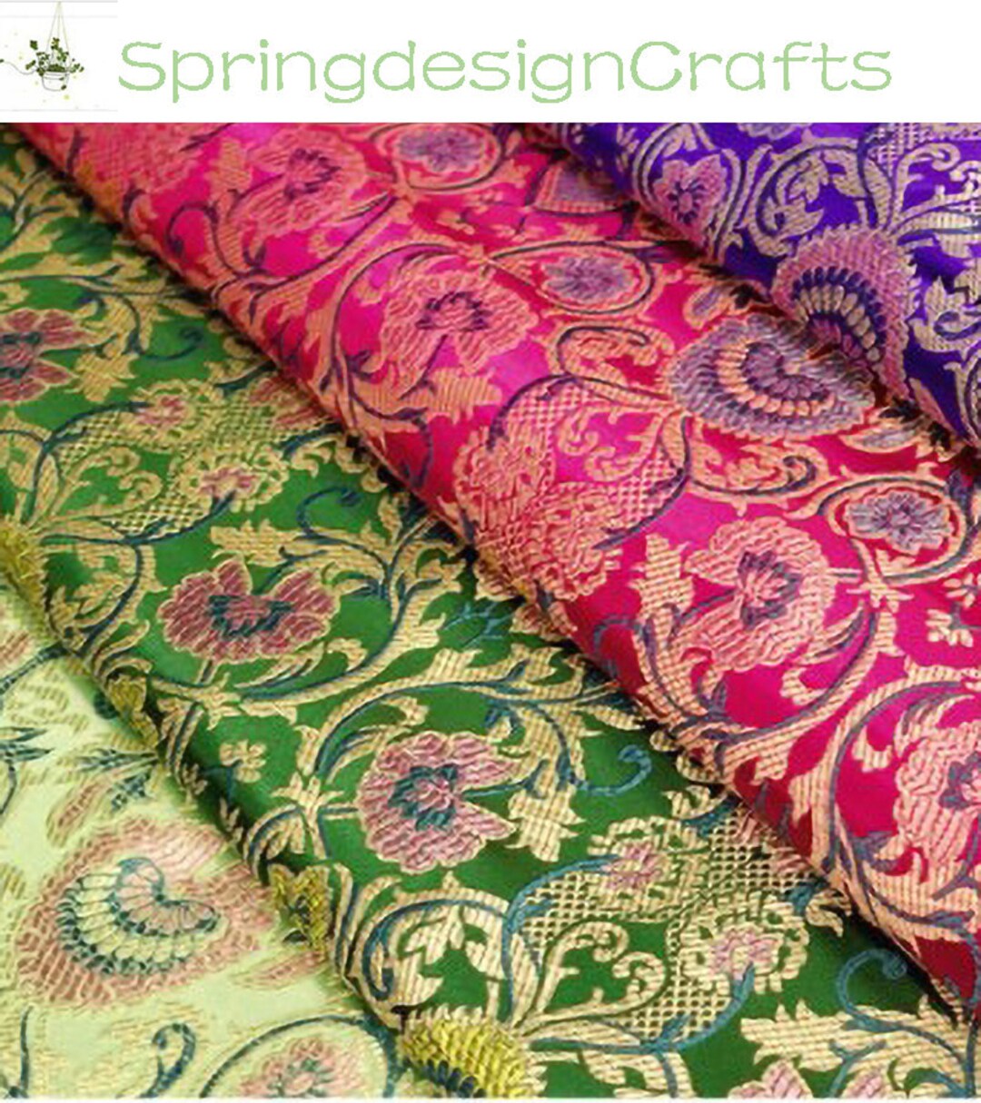 Floral Brocade Fabric by the Yard, Colorful Jacquard Flower Brocade ...