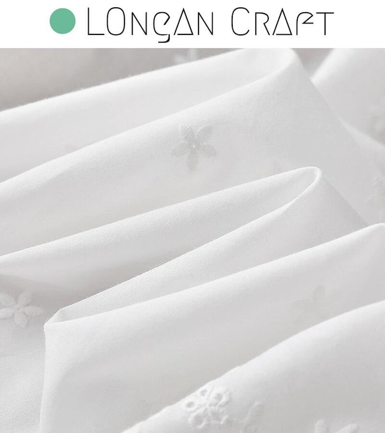 White Embroidered Eyelet Cotton Fabric: Sunflower Floral Design - Etsy