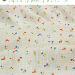 Flower Gauze Fabric, Print Colorful Flowers Crinkled Muslin Gauze, by ...