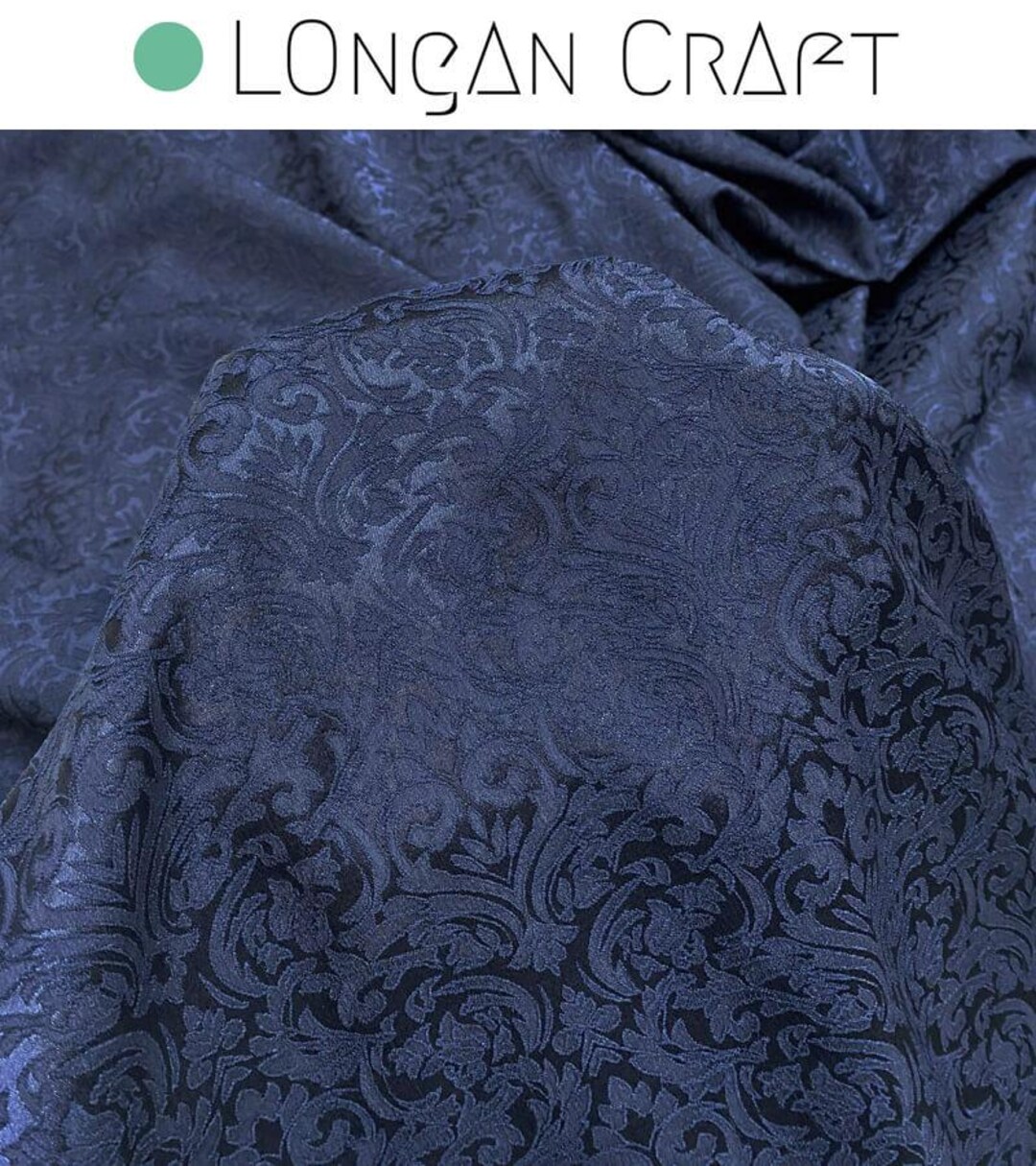 Jacquard Fabric by the Yard, Navy Blue Floral Jacquard Fabric, Stage ...