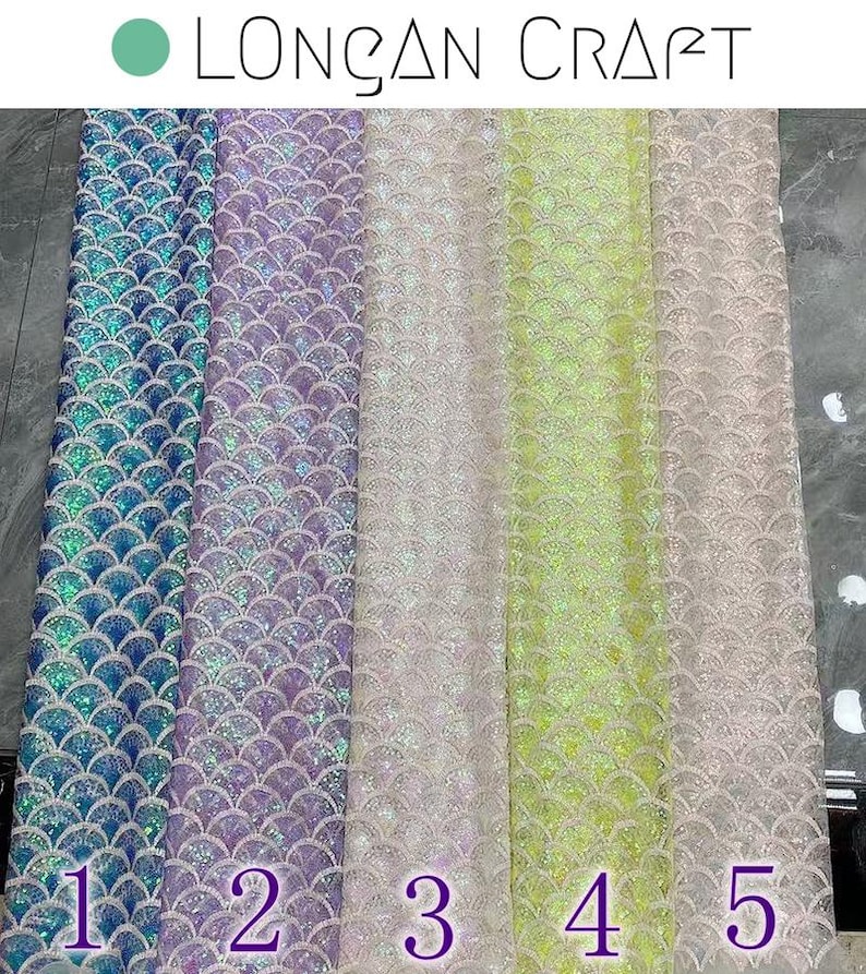 Mermaid Sequin Fabric: Fish Scale Embroidery Tulle, 51 Inch Wide, Stage ...
