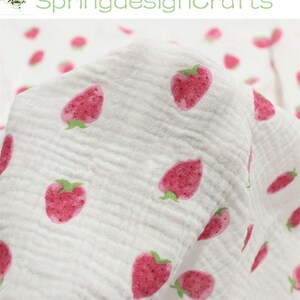 Strawberry Cotton Gauze Fabric: Crinkled Muslin DIY Material, Sewing ...