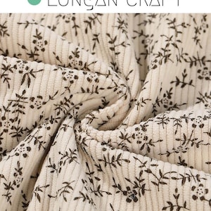 Printed Corduroy Fabric by the Yard, 8 Wale Leaves 100%polyester ...