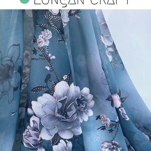 Flower Chiffon Fabric, Flowers Printed Chiffon Fabric by the Yard ...