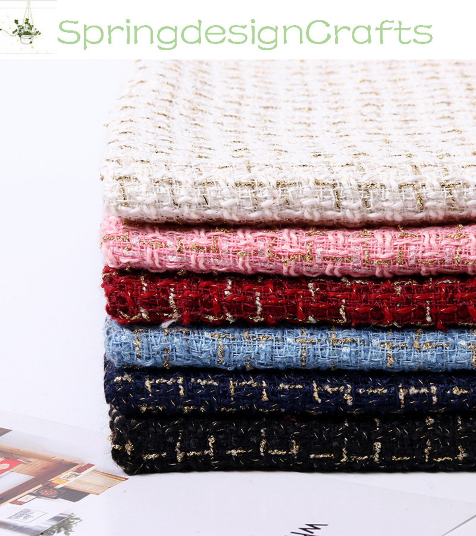 Colorful Glitter Tweed Fabric by the Yard: Polyester DIY Material ...