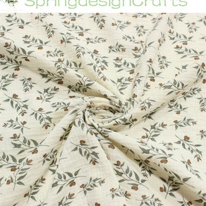 Gauze Fabric Prints, Plant Leaves Double Crinkled Fabric, Baby Cotton ...