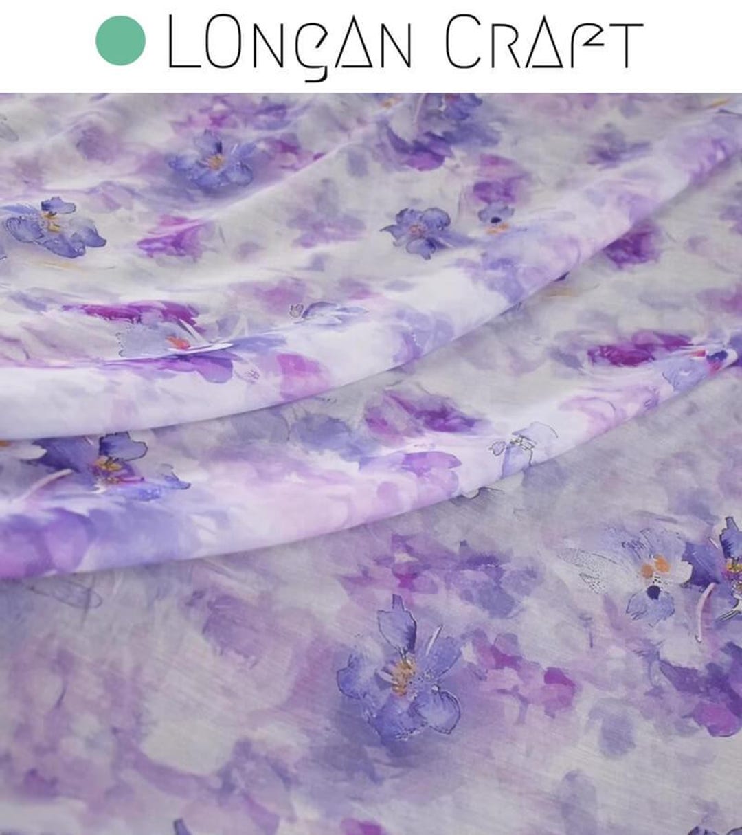 Purple Floral Chiffon Fabric, Purple Flowers Tencel Chiffon Fabric ...